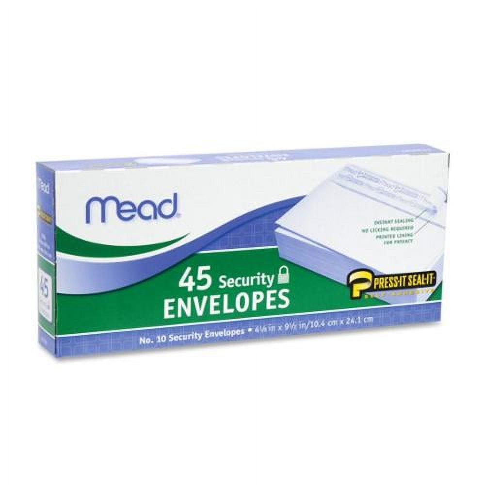 Mead No.10 Security Envelopes 4.125" x 9.5", White 45 ea (Pack of 3 ...