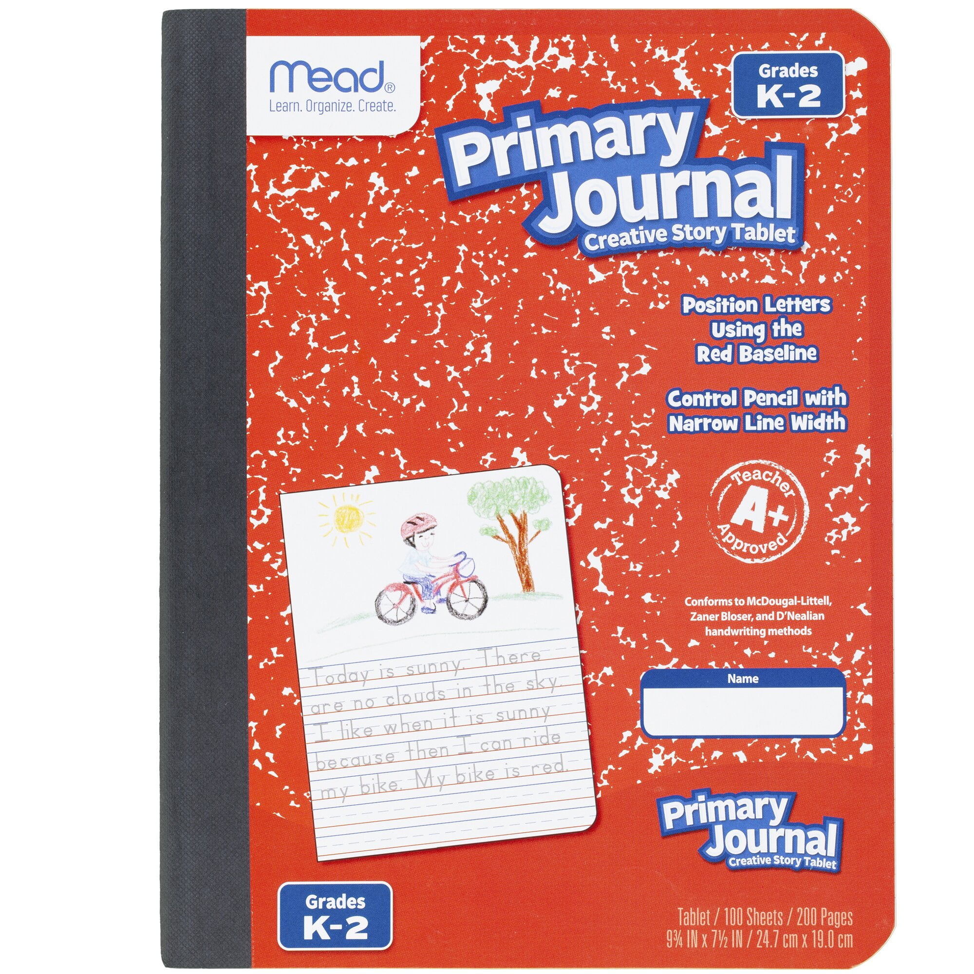 Mead K-2 Primary Journal, Half Page Ruled, 7.5x9.75, 100 Sheets, Red ...