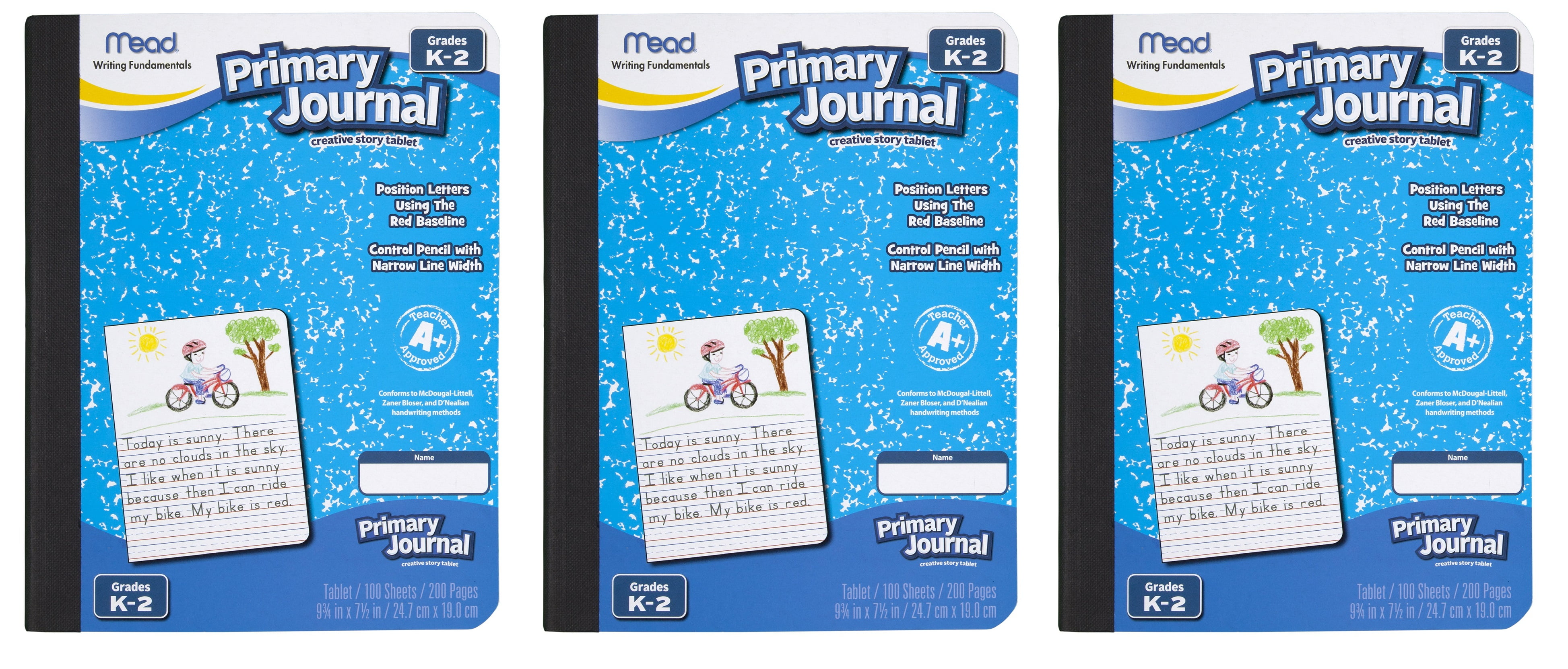 Mead Primary Journal, Half Page Ruled, Grades K-2, 100 Sheets, 7 1/2" x 9 1/2" (09535) - 3 Count ...