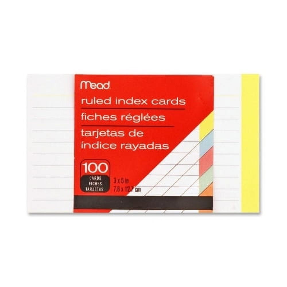 Mead Ruled Assorted Color Index Cards 100 Sheets - 3" x 5" - Buff, Blue ...
