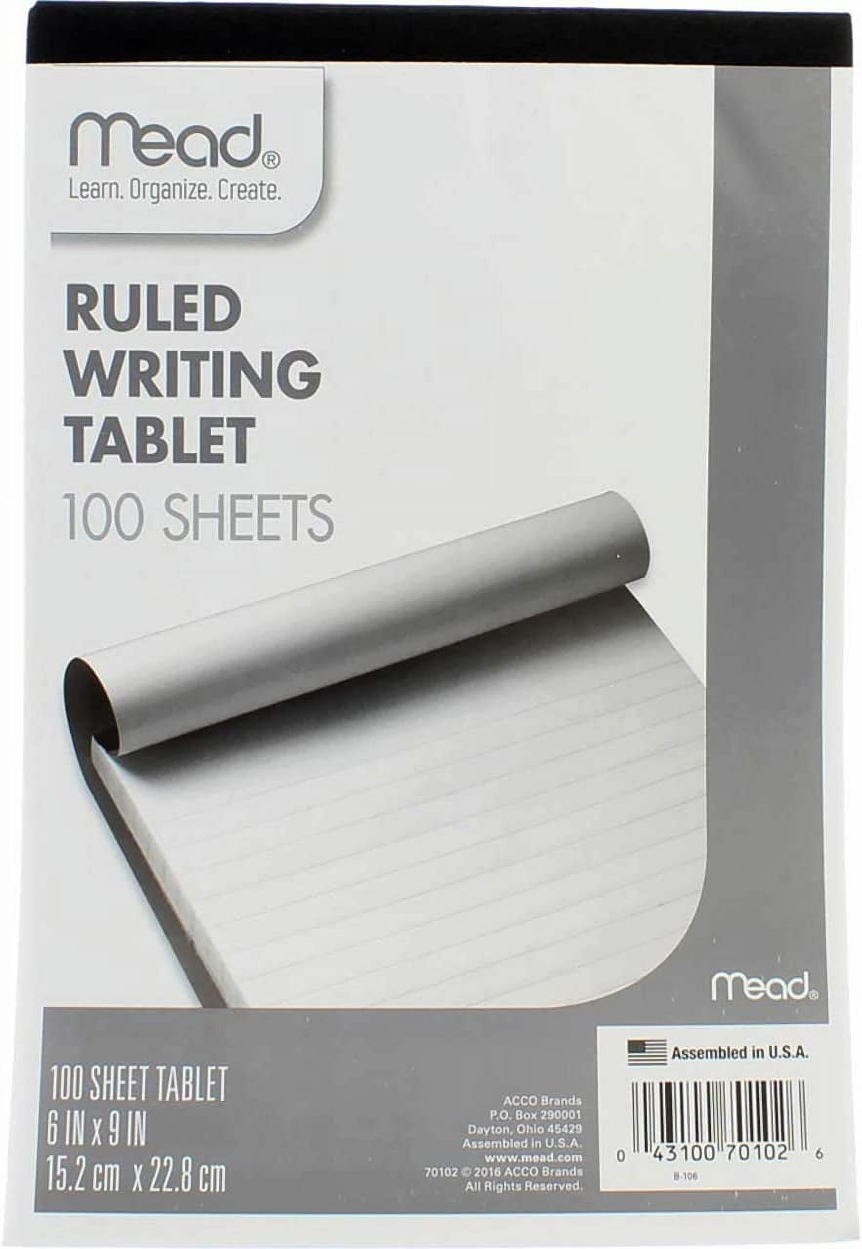 Mead Ruled Writing Tablet, 100-Sheets, 6" x 9" (Pack of 6) - Walmart.com
