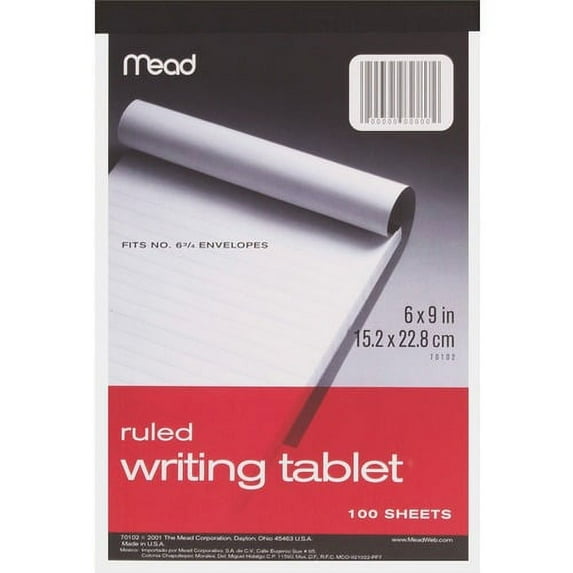Mead Wide Lined Writing Tablet, Bulk Office Supplies - 100 Sheets, 20 ...