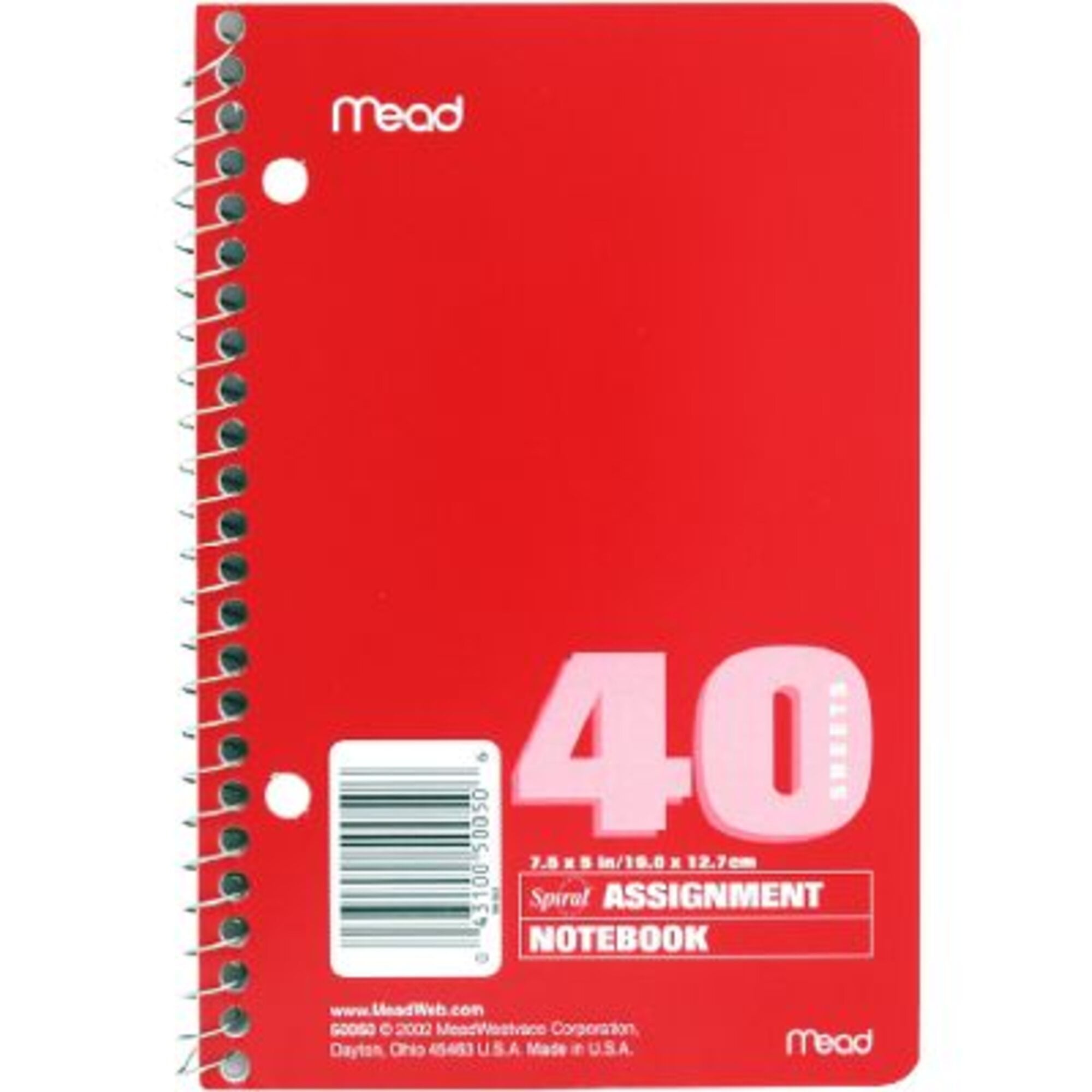 Mead Spiral Assignment Book 40 Sheets 5 x 7 12 Color Chosen For You ...