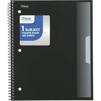 Mead Spiral Notebook, 5 Subject, Wide Ruled, Plastic Cover, 8" x 10.5 ...