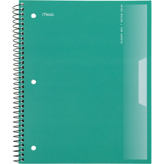 Mead Spiral Notebook 1 Subject Wide Ruled 8 1 2 X 11 Green