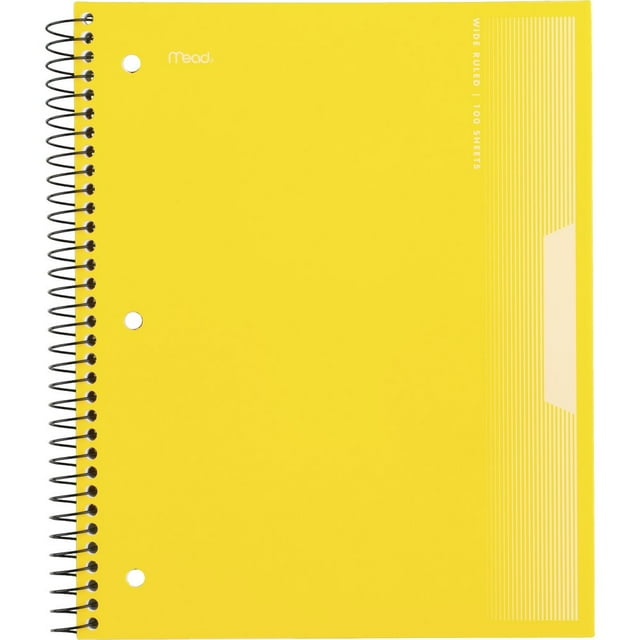 Mead Spiral Notebook 1 Subject Wide Ruled 8 1 2 X 11 Yellow