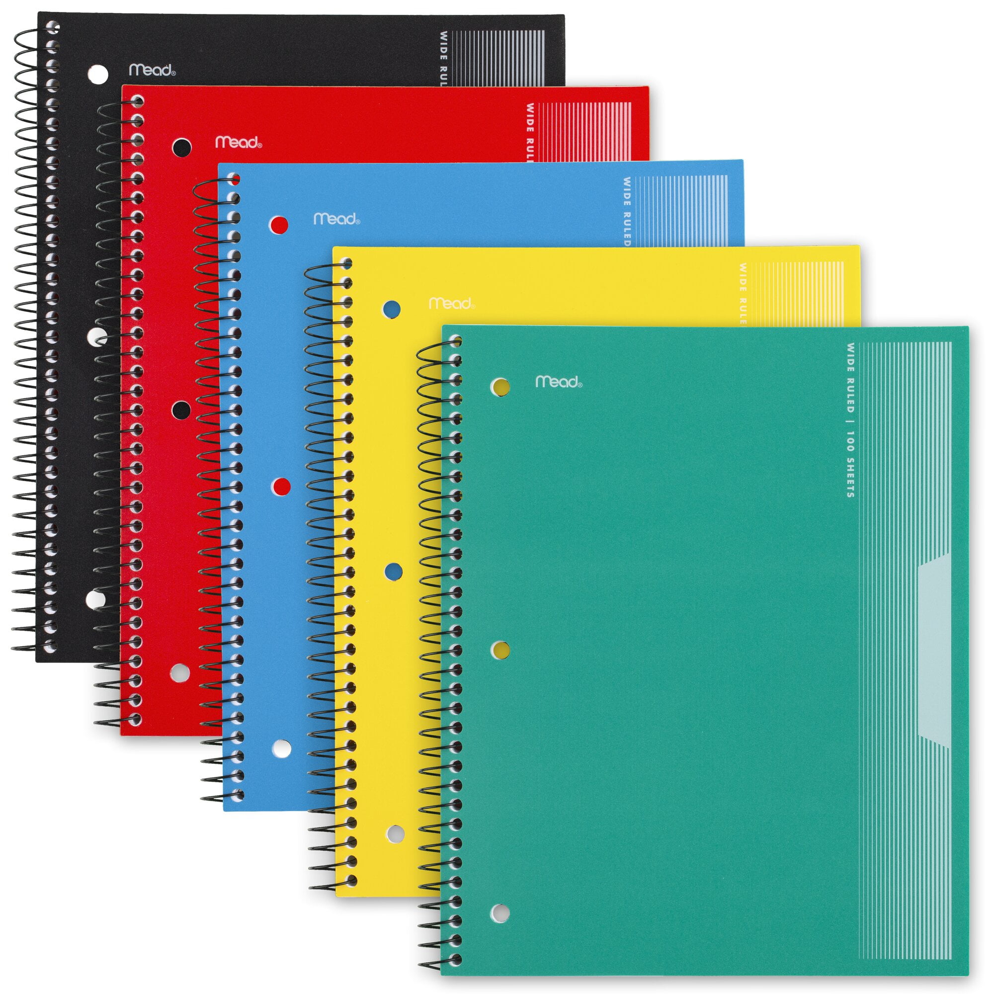 Mead Spiral Notebook 1 Subject Wide Ruled Plastic Cover 8 x 10 12 5 ...