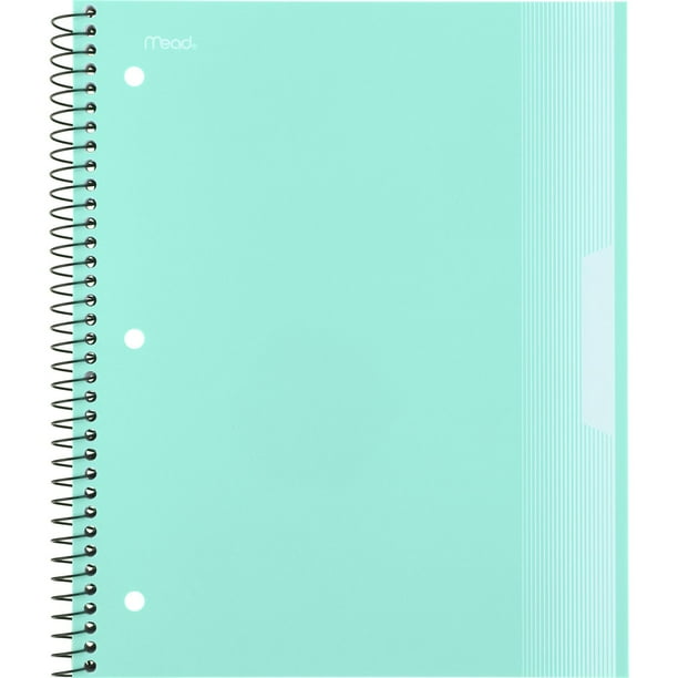 Mead Spiral Notebook, 1 Subject, Wide Ruled, Plastic Cover, 8" x 10.5 ...