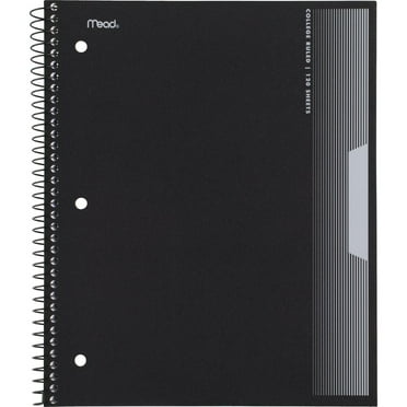 Mead Spiral Notebook, 3 Subject, Wide Ruled, 8 1/2" x 11", Black ...