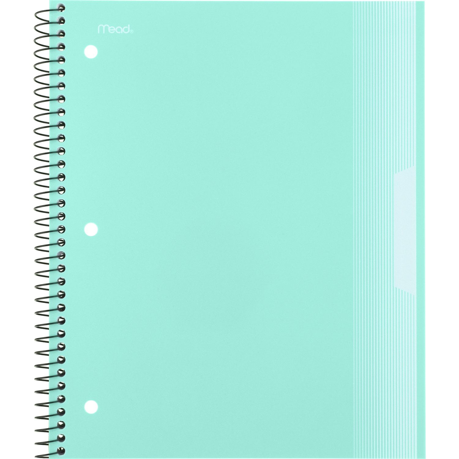 Mead Spiral Notebook, 3 Subject, College Ruled, Plastic Cover, 8.5" x ...