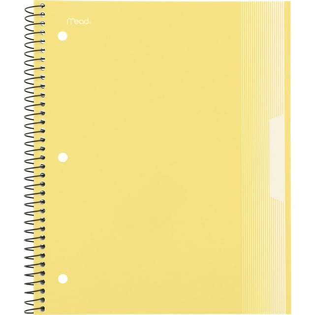 Mead Spiral Notebook, 3 Subject, College Ruled, Plastic Cover, 8.5" x ...