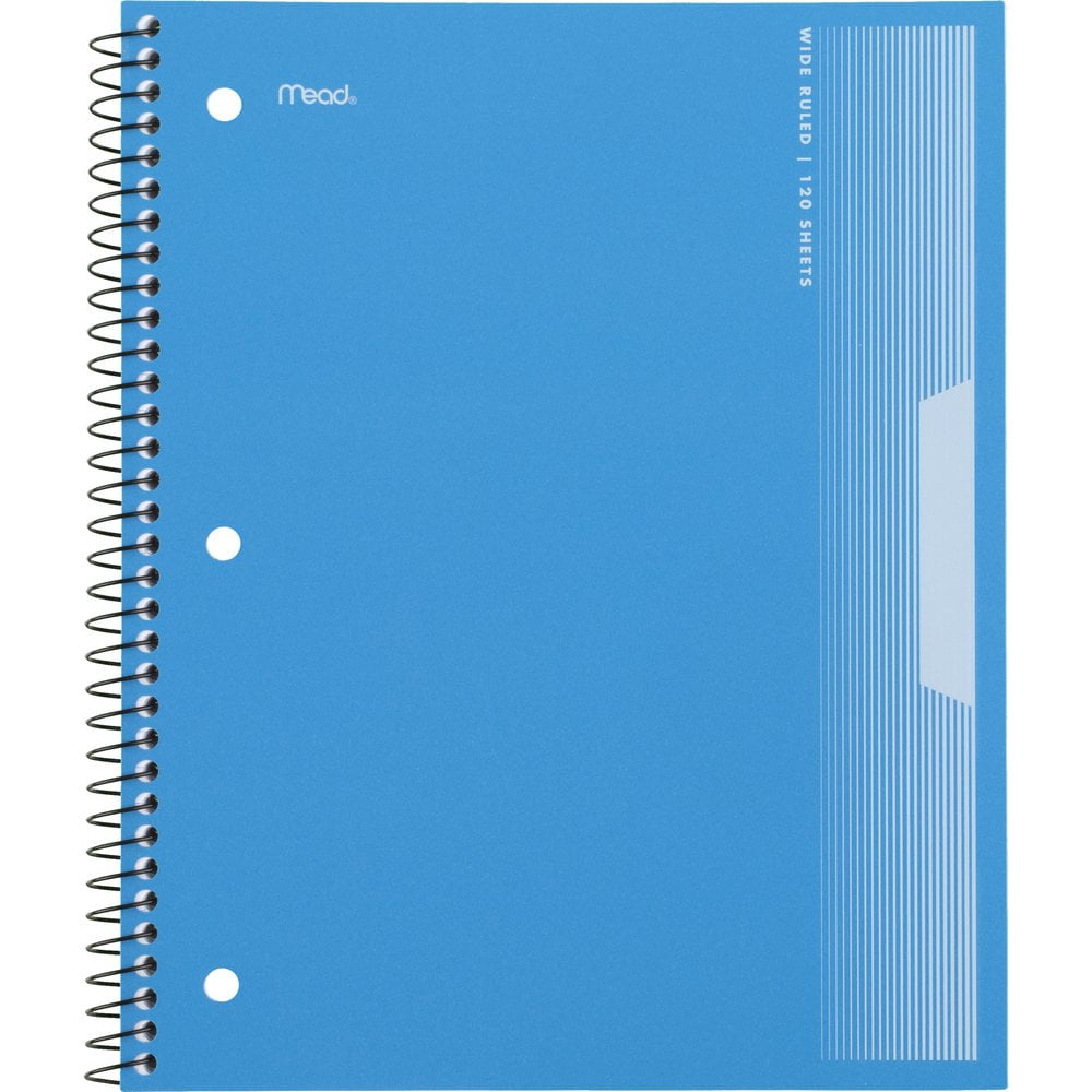 Mead Spiral Notebook, 3 Subject, Wide Ruled, 8 1/2" x 11", Blue ...