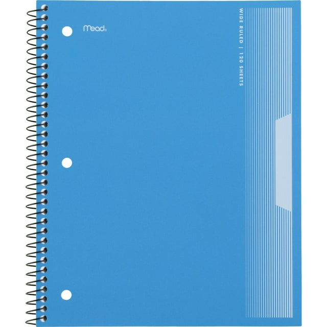 Mead Spiral Notebook, 3 Subject, Wide Ruled, 8 1/2" x 11", Blue ...