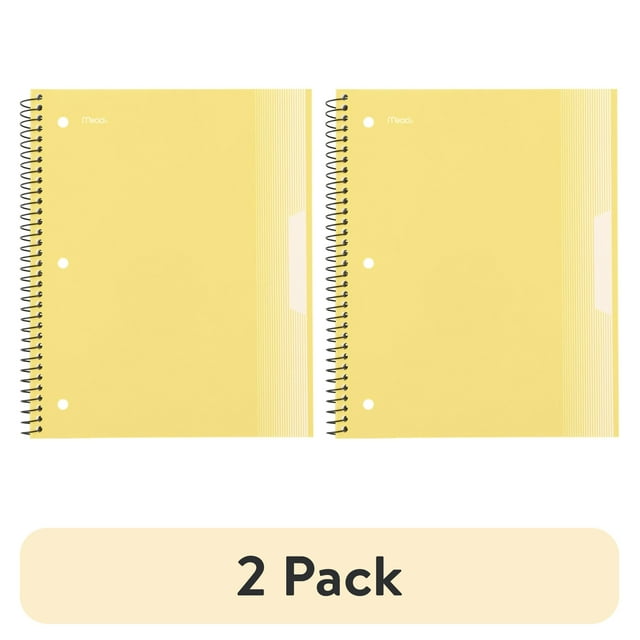 (2 pack) Mead Spiral Notebook, 3 Subject, Wide Ruled, Plastic Cover, 8 ...
