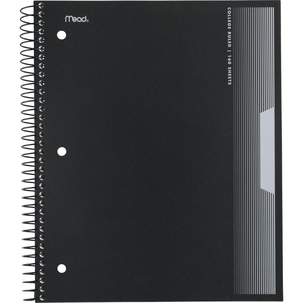 Mead Spiral Notebook, 5 Subject, College Ruled, 8 1/2" x 11", Black ...