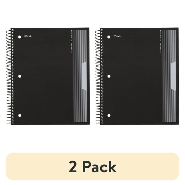 (2 pack) Mead Spiral Notebook, 5 Subject, Wide Ruled, 8 1/2" x 11 ...