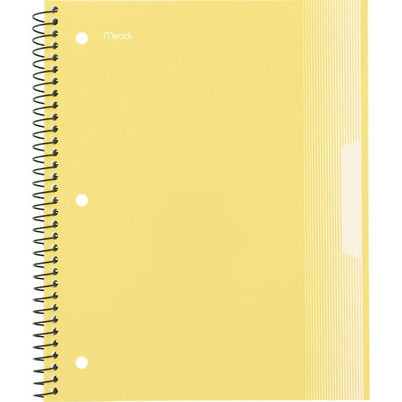 Mead Spiral Notebook, 5 Subject, Wide Ruled, 8 1/2" x 11", Yellow ...