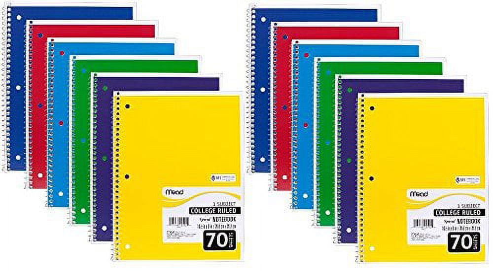 Mead Spiral Notebook, College Ruled, 1 Subject, 70 Sheets, 8" x 10.5 ...