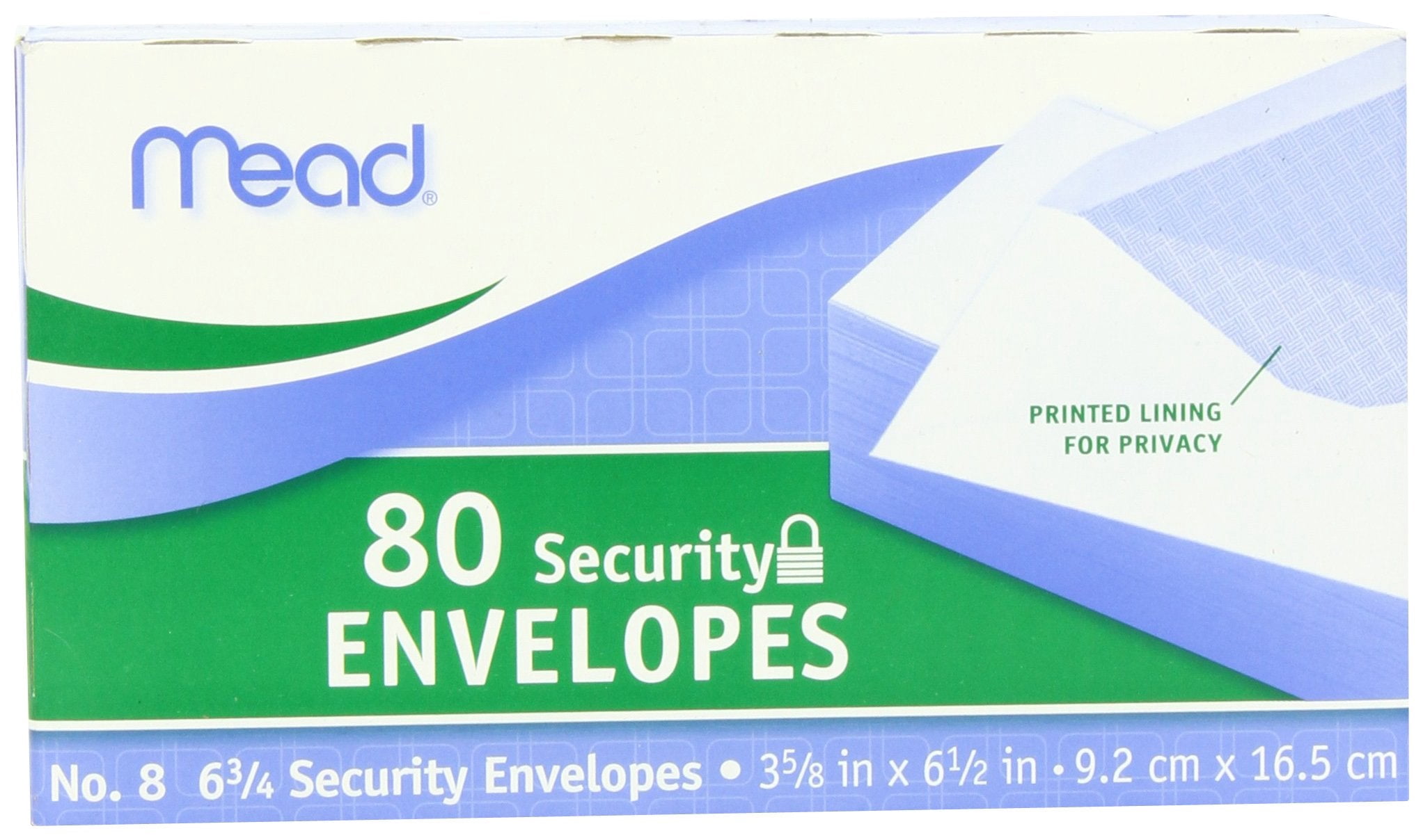 Mead Letter Size Lined Security Envelopes - #6 3/4, 6 1/2" Width x 3 5/ ...