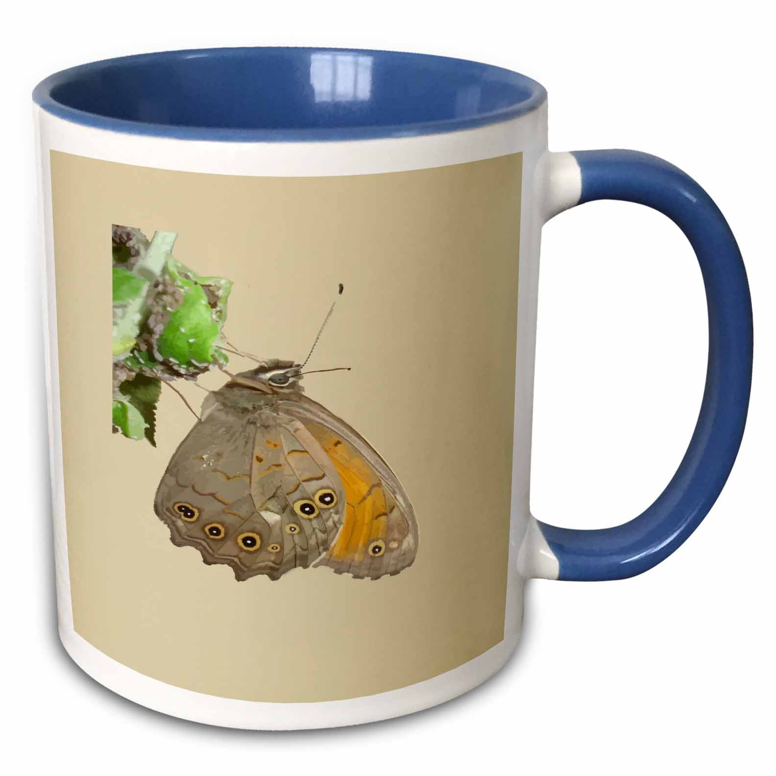 3drose, Meadow Brown Butterfly Feeding on Aphids, 11oz Two-tone Blue ...