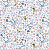 Springs Creative Peanuts Snoopy and Woodstock Flowers Cotton Fabric By ...