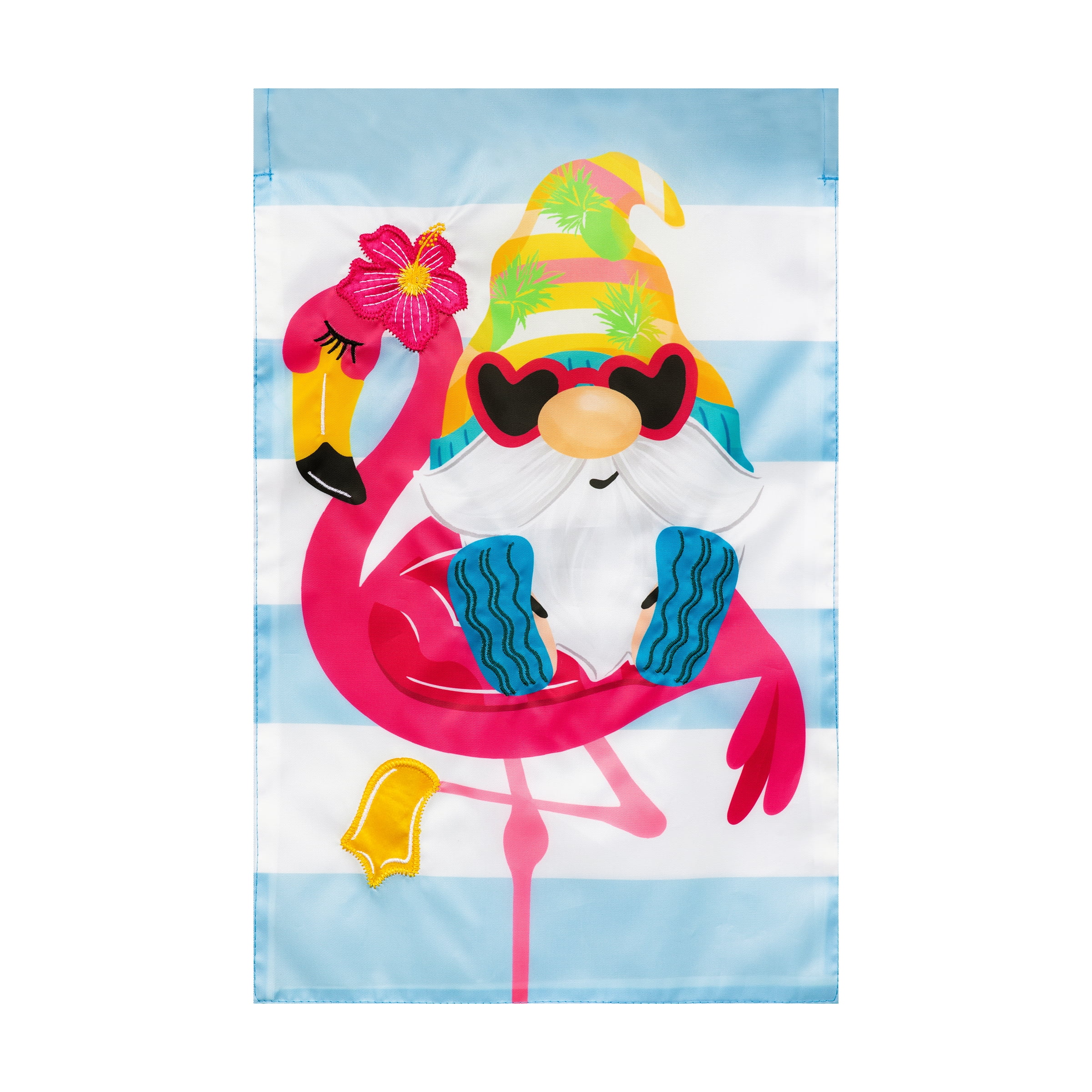 Meadow Creek 11.5" x 18" Gnome Riding Flamingo Outdoor Yard Flag ...