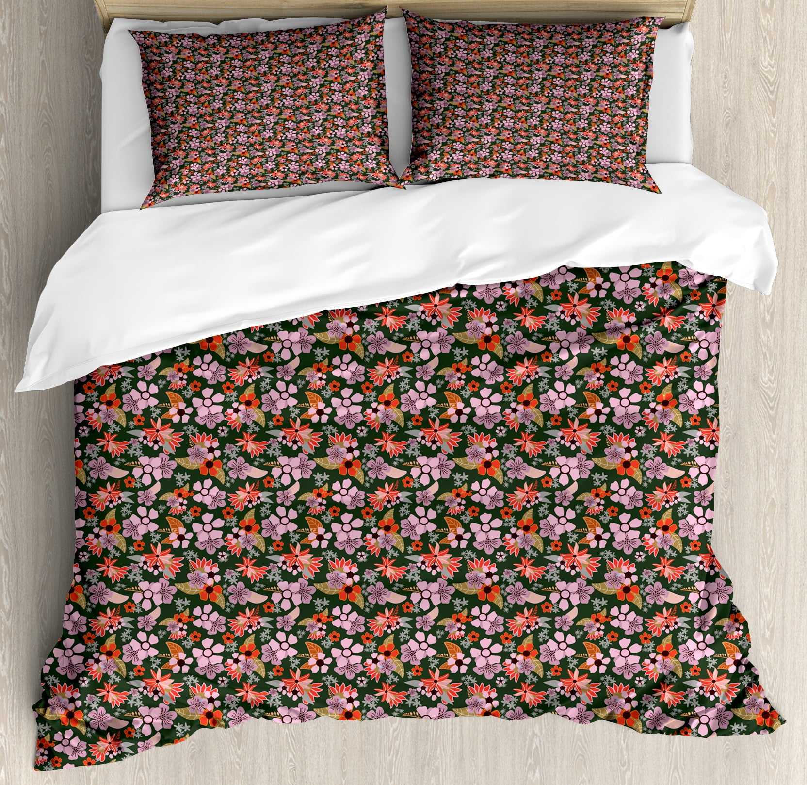 Meadow Duvet Cover Set, Flourish Season Rural Fragrance Petals Shabby ...