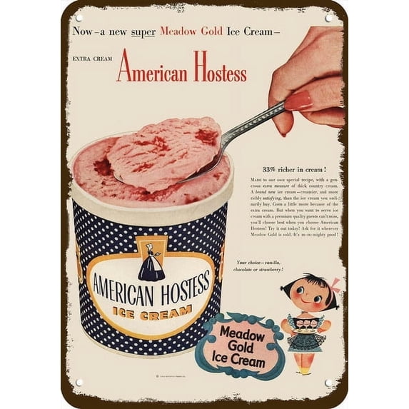 Meadow Gold Ice Cream Retro Look Replica Metal Signage - Mary Blair Art ...