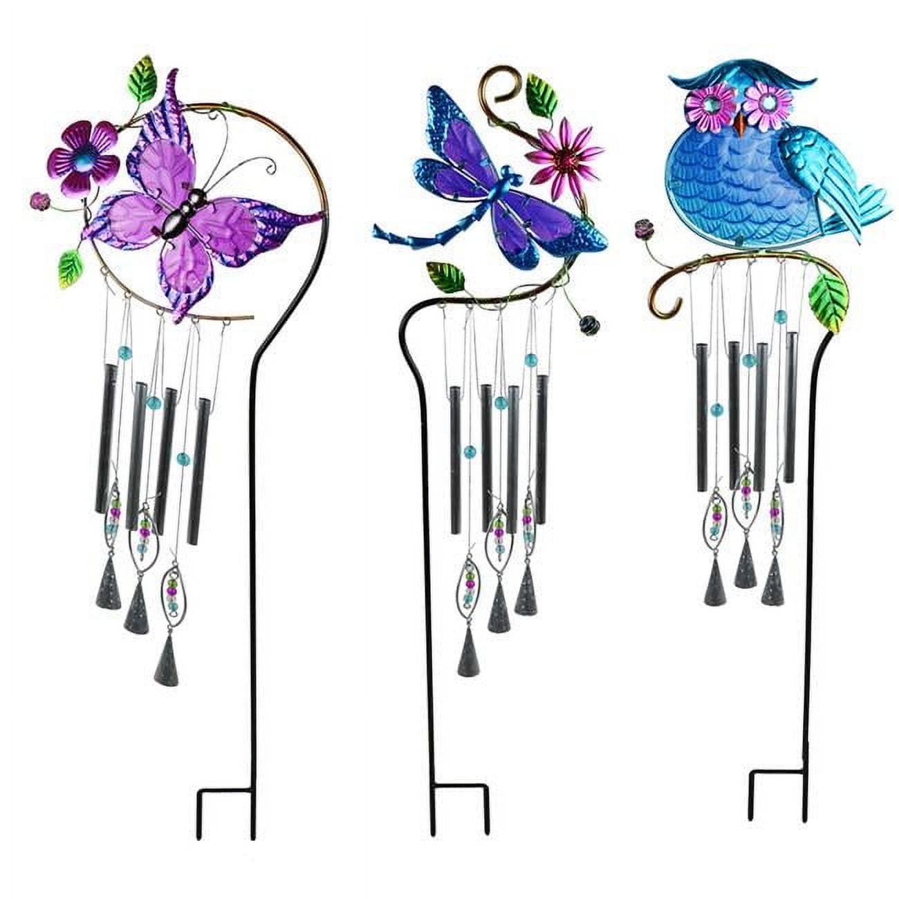 Meadowcreek 8050838 28 in. Glass & Metal Windchime Outdoor Garden Stake ...