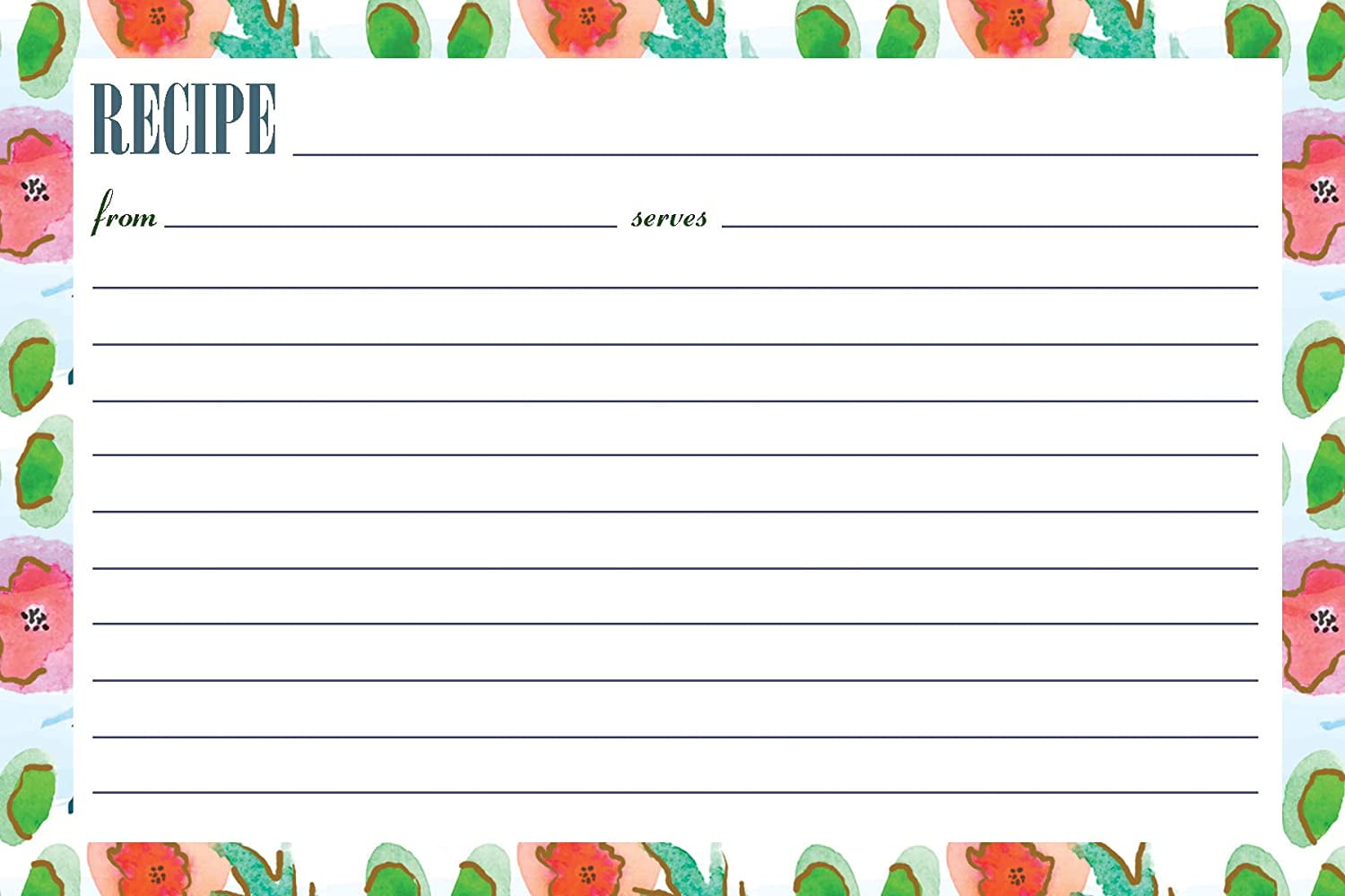 Meadowsweet Kitchens 25 Count Recipe Card Set - Watercolors - Walmart.com