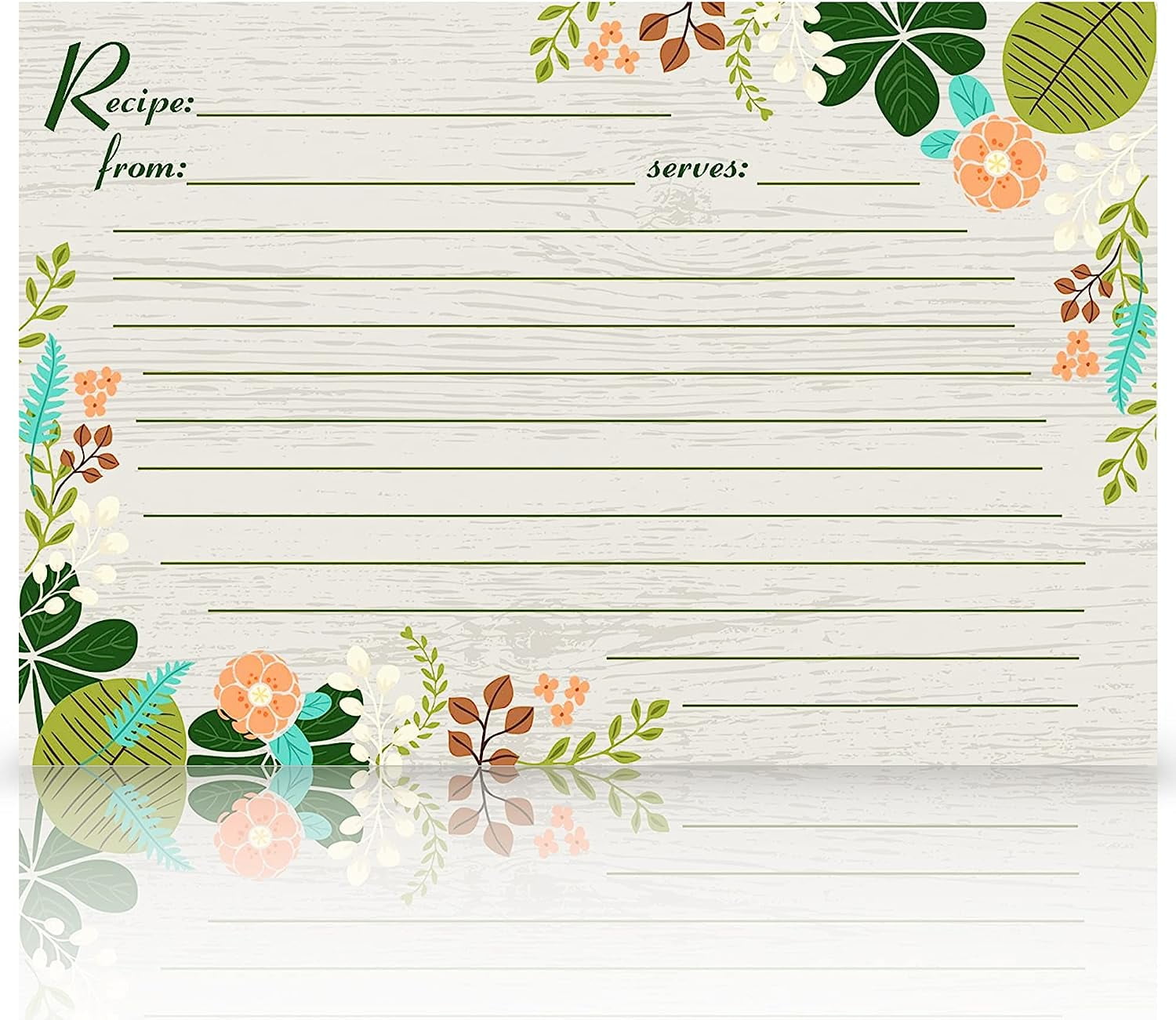 Meadowsweet Kitchens Vintage Flowers Recipe Cards, Peach/Green/Gray, 25 ...