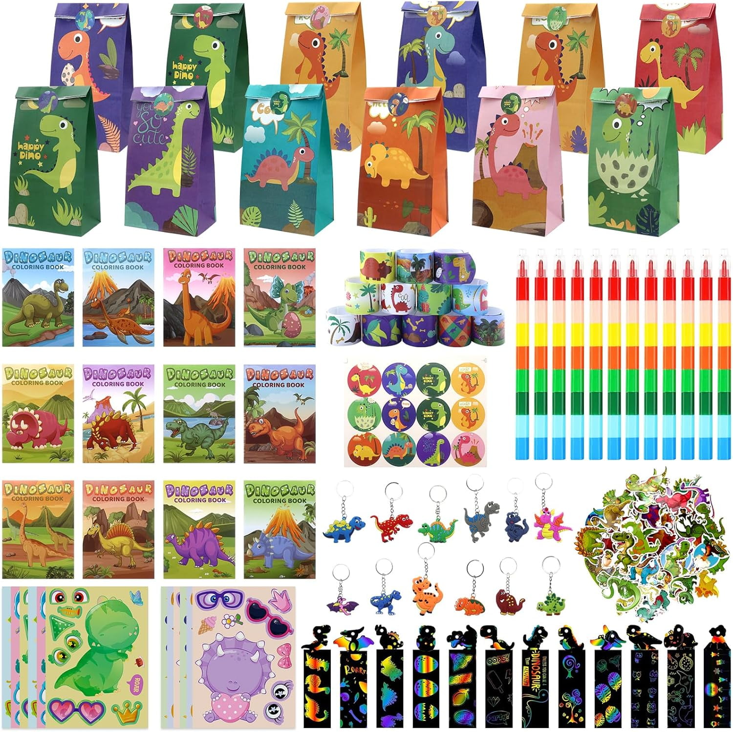 Meafeng 134 Pcs Dinosaur Party Favors, Goodie Bags Stuffers for Kids ...