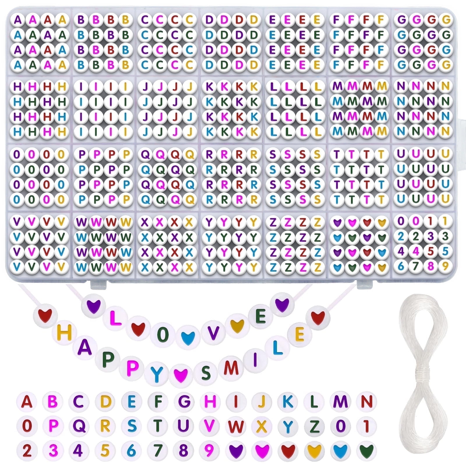 Meafeng Round Alphabet Beads for Jewelry Making, 1100+ Colorful A-Z ...