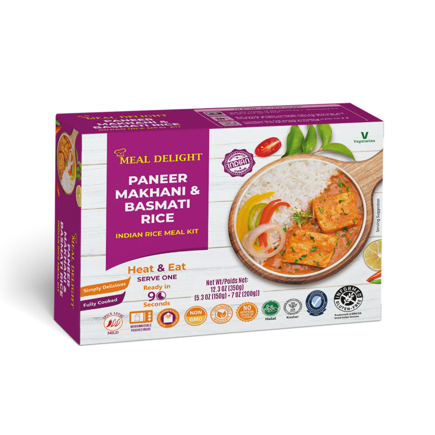 Meal Delight Paneer Makhani & Basmati Rice, Ready to Eat, 12.3 oz, Pack ...