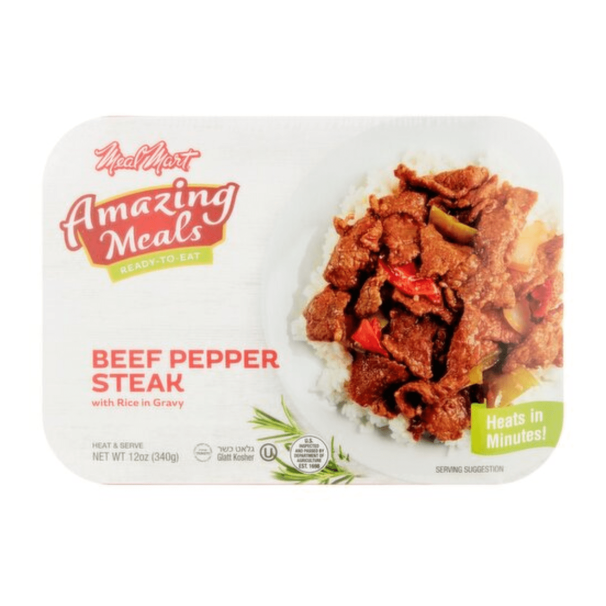 Meal Mart Amazing Meals Beef Pepper Steak Served with Rice in Gravy 12 ...
