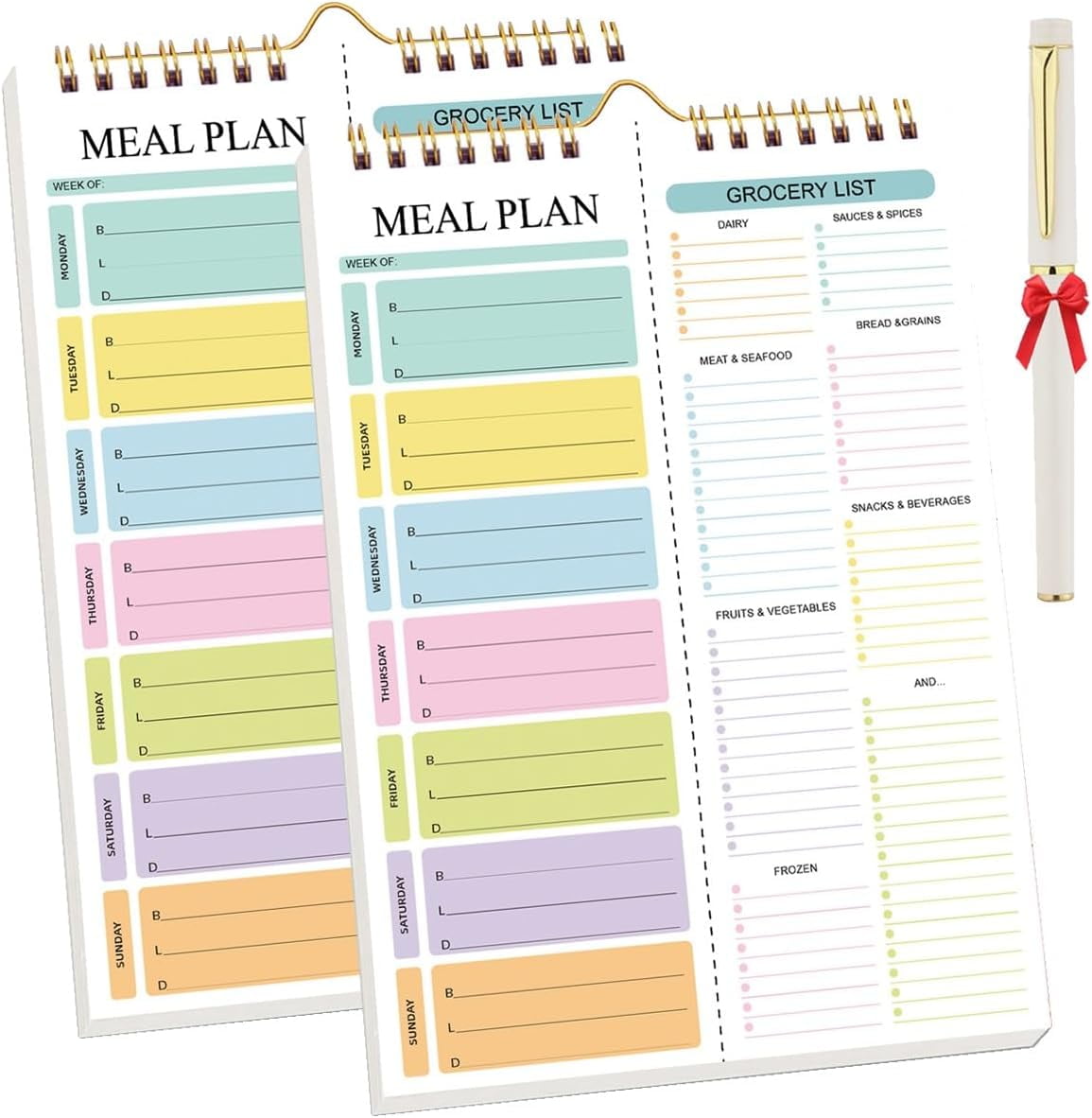 Meal Planning Pad and Grocery List Notepad Weekly Wall-Mounted Food ...