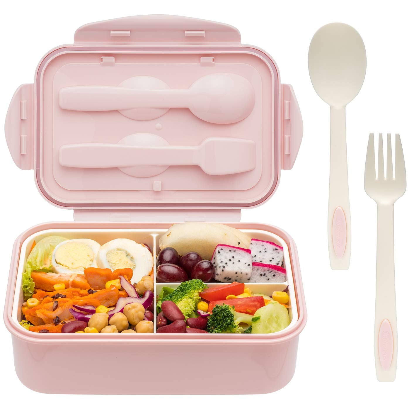 Meal Prep Bento Box with 3 Divisions, 1100ML Reusable Lunch Container ...