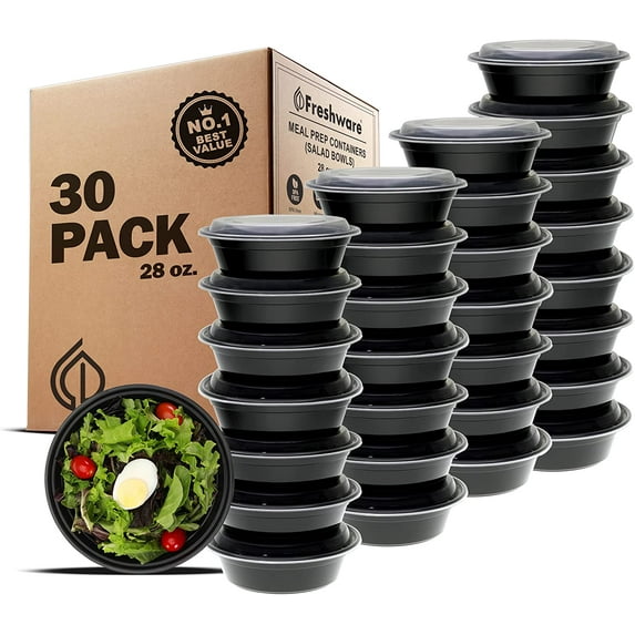 Meal Prep Bowl Containers [30 Pack] Plastic Bowls with Lids for Soup ...