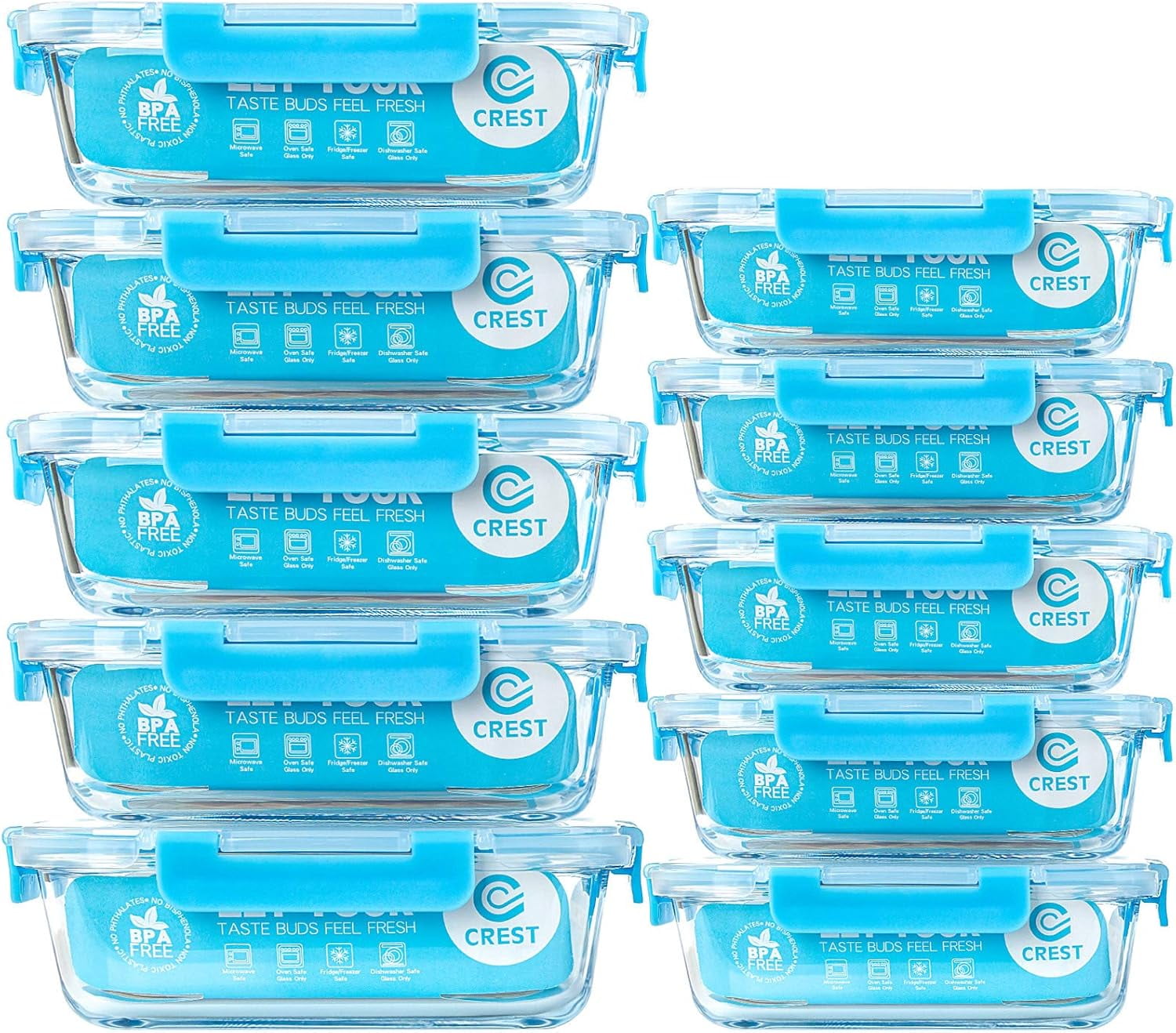 Meal Prep Containers, [10 Pack] Glass Food Storage Containers with Lids ...