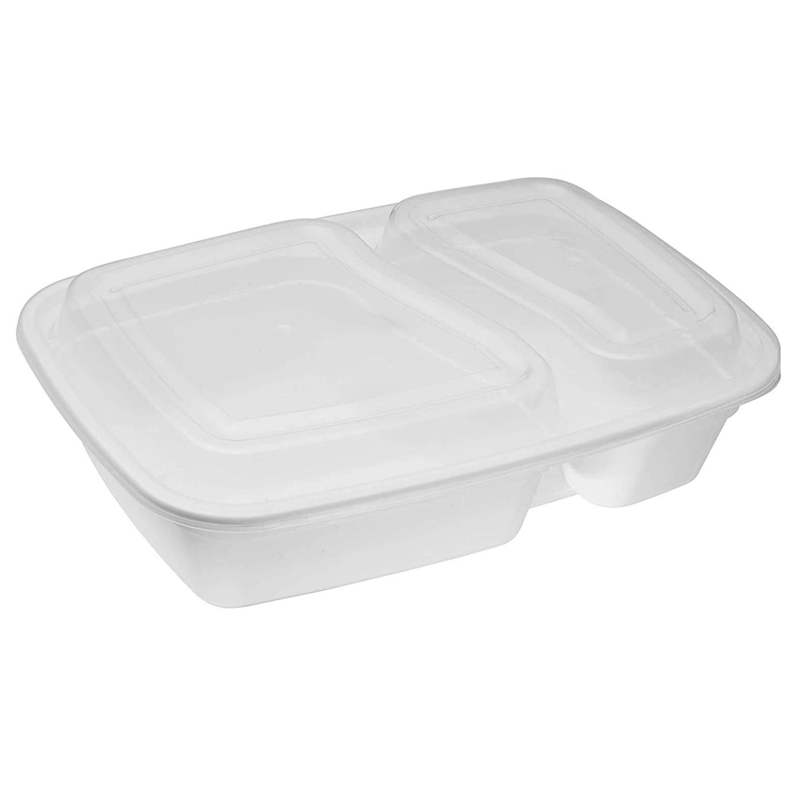 Meal Prep Containers [100Pack] White 2 Compartment with Lids, Food ...
