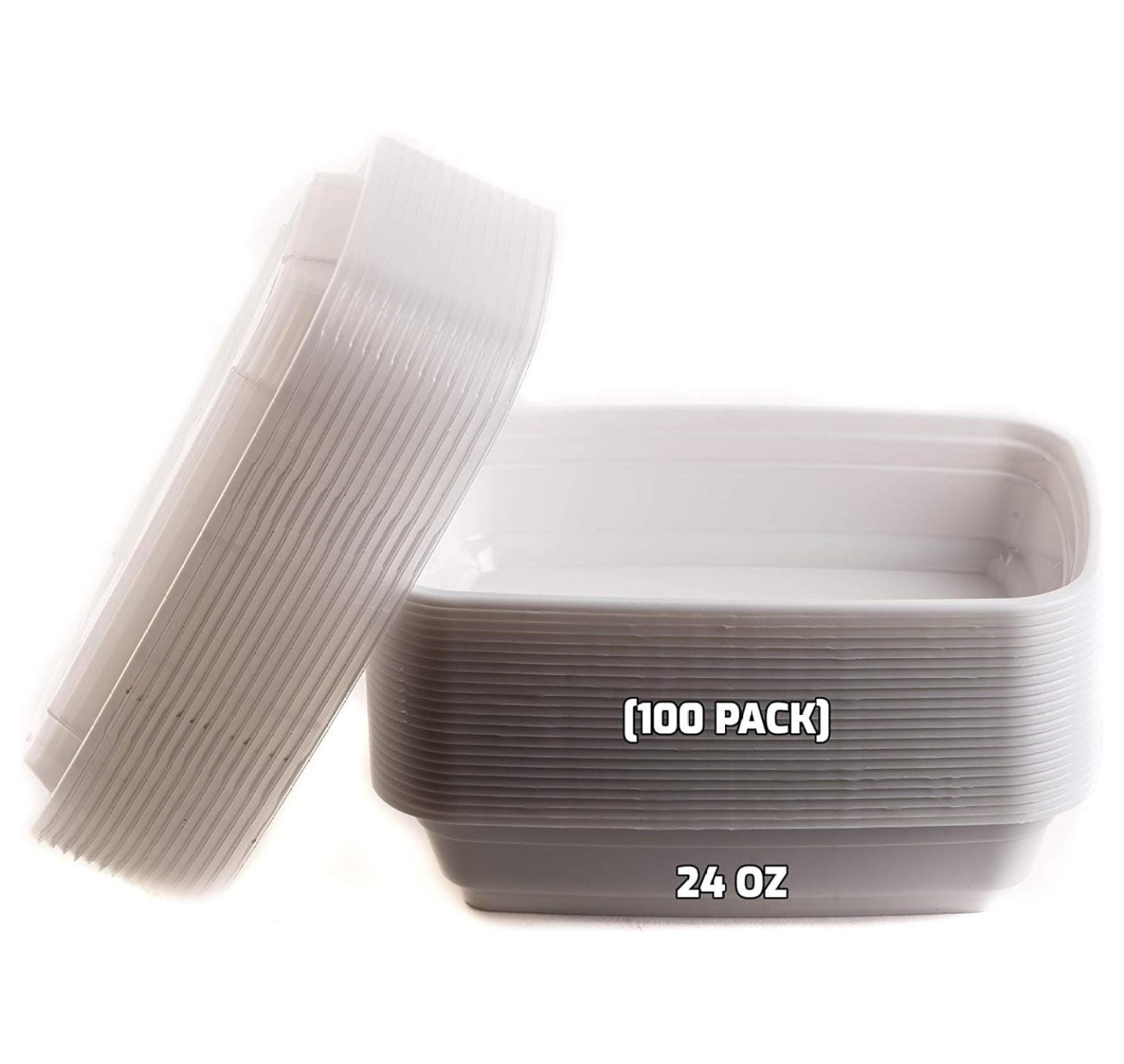 Meal Prep Containers [100Pack] White Rectangle Container with Lids ...