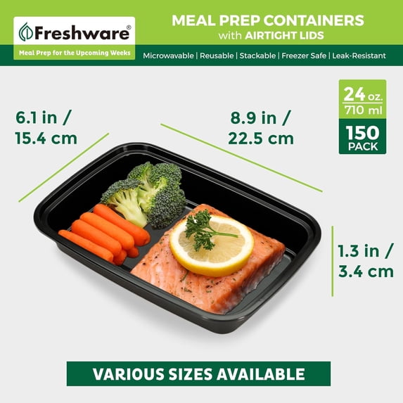 Meal Prep Containers [150 Pack] 1 Compartment with Lids, Food Storage ...