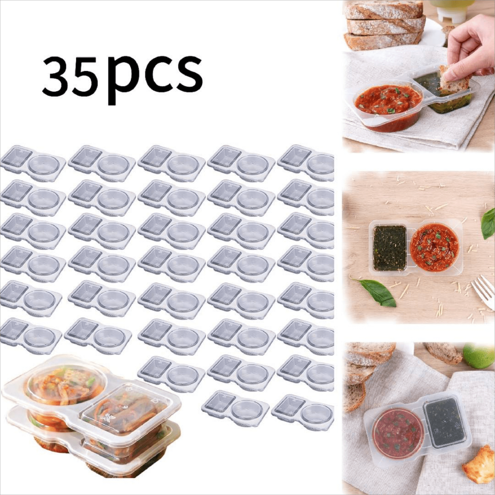 Meal Prep Containers 2 Compartment Double Condiment Containers With ...