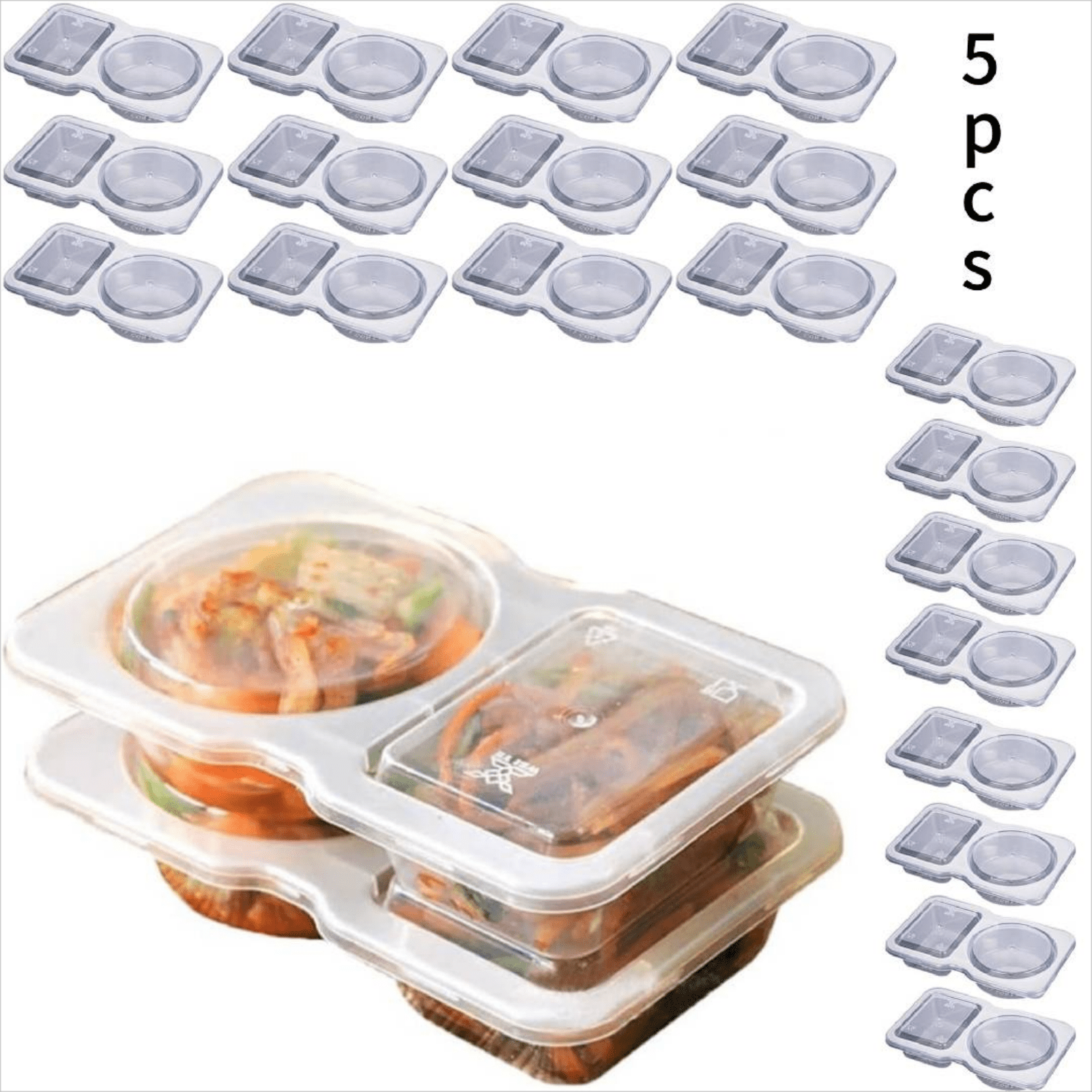 Meal Prep Containers 2 Compartment Double Condiment Containers With ...