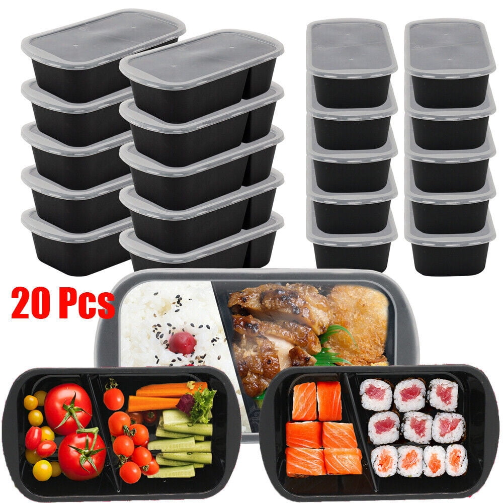 Meal Prep Containers, 20 Pack Bento Boxes Disposable Plastic Bento ...