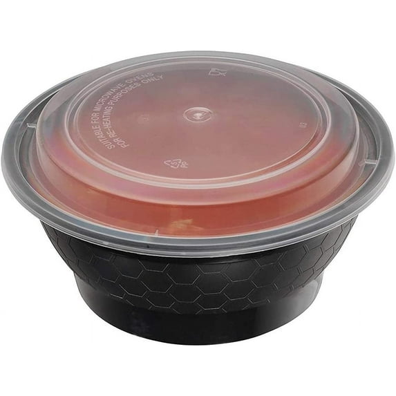 Meal Prep Containers 40oz Round Bowls with Lids, Disposable Food ...