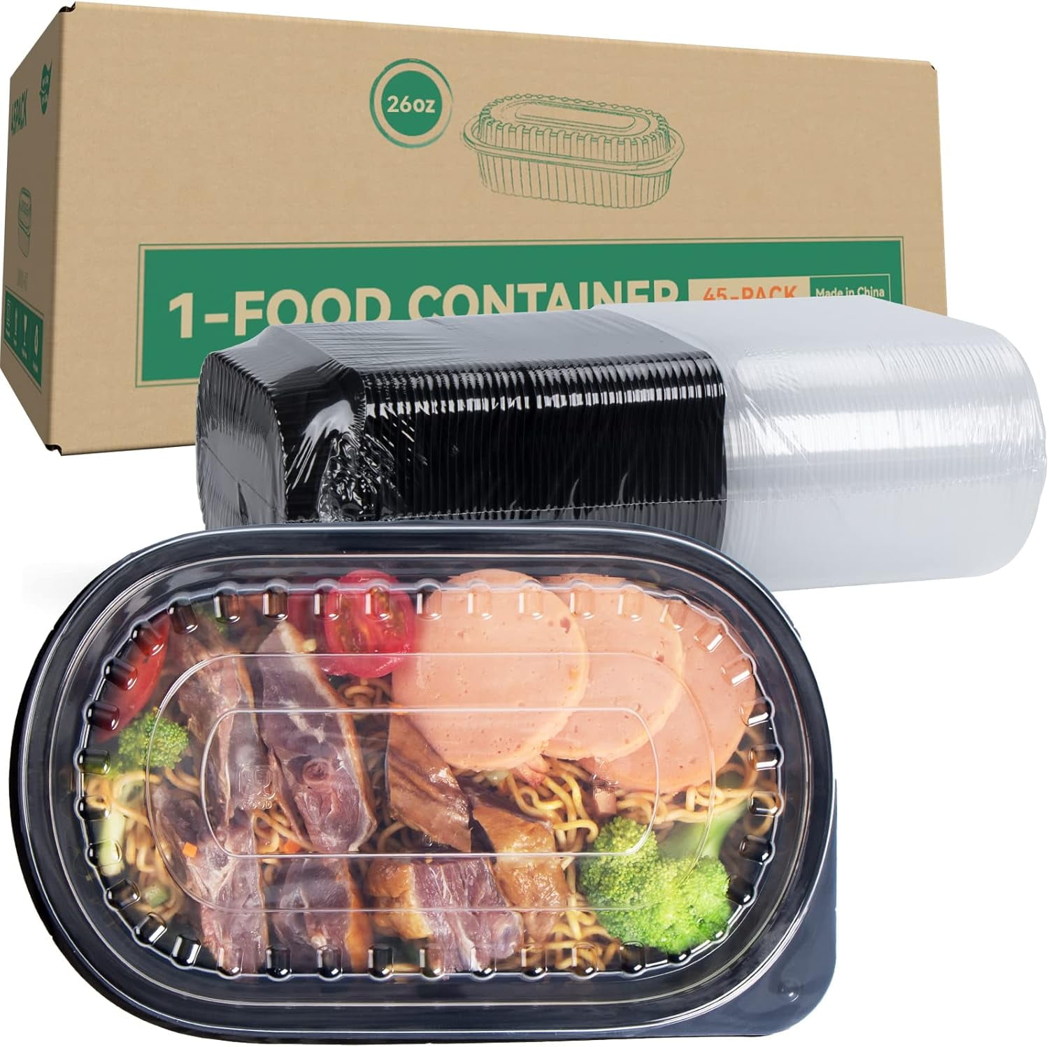 Meal Prep Containers, 45 Pack 1 Compartment Bento Box with Storage ...