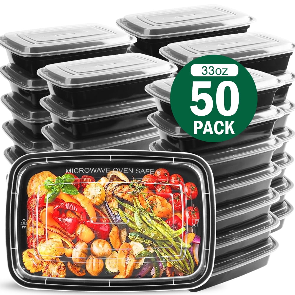 Walmart 50 Pack Meal Prep Containers, 32oz Bento Box, Take-Away Plastic ...