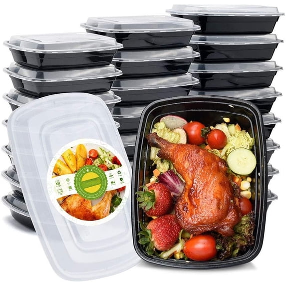 Meal Prep Containers Reusable, 50Pack 32oz Plastic Food Prep Storage ...