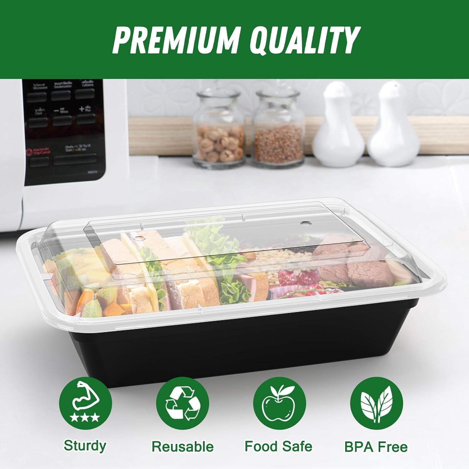 Meal Prep Containers Reusable with Lids, Sturdy Leakproof & Food Safe ...